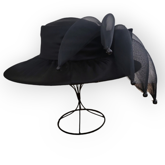 Mr. Charles | Accessories | Vintage Mr Charles Black Satin Beaded Tulle ...